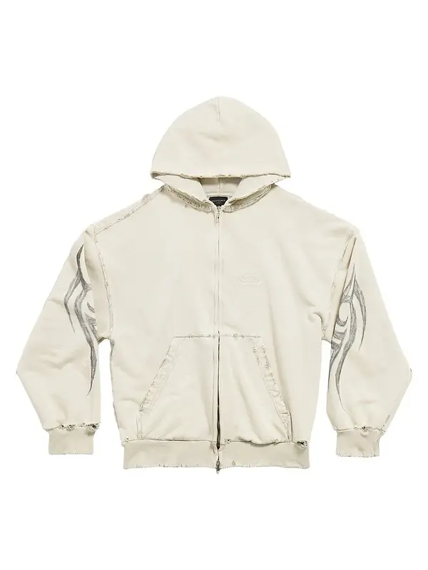 トップス BALENCIAGA Y2k Zip-up Hoodie Regular Fit Balenciaga Y2k Zip-Up Hoodie Regular Fit - Light Beige | Editorialist